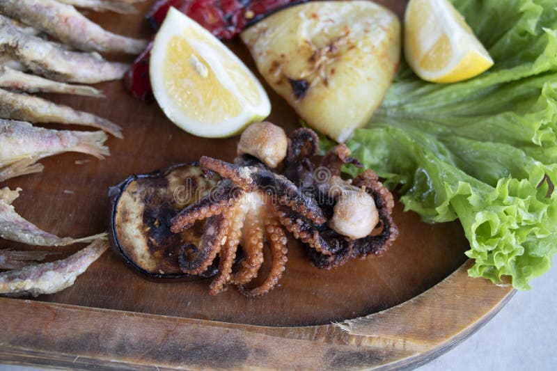 Smoked and fried octopus stock photo. Image of nature - 342744558