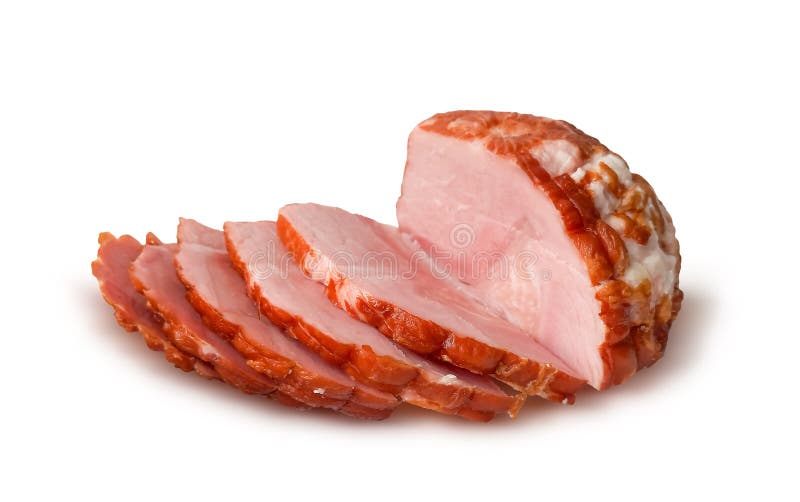 Smoked Gammon Slices Isolated on White Background Stock Image - Image ...