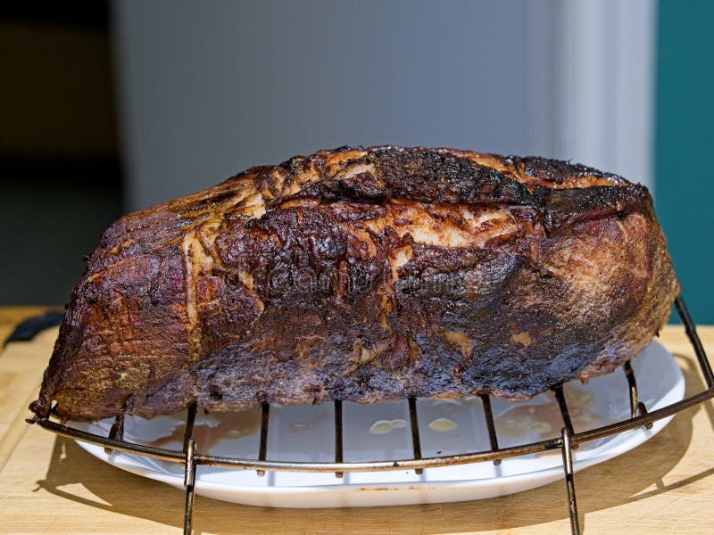 Smoked and Grilled Beef Eye of Round Pulled from the Heat Stock Image ...