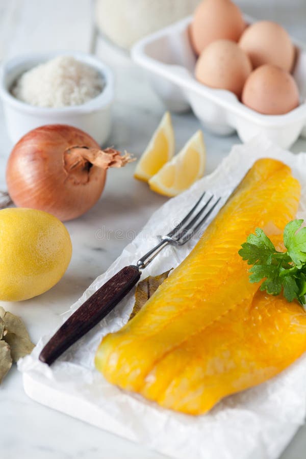 Smoked Haddock & Kedgeree Ingredients Stock Photo - Image of cooking ...
