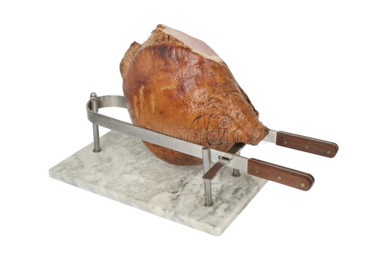 Smoked Ham on Display Stand Isolated on White Stock Image - Image of ...