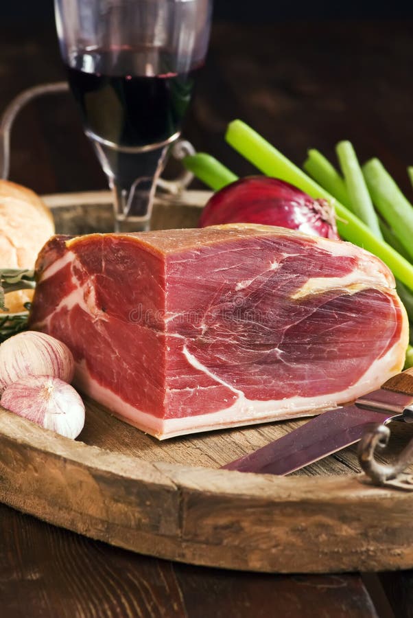 Smoked Ham with Red Wine stock image. Image of gammon - 12457957