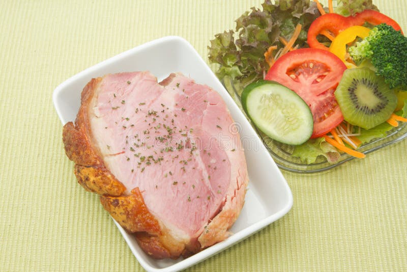 Smoked Ham Stack with Vegetable Salad Stock Photo - Image of fruit ...