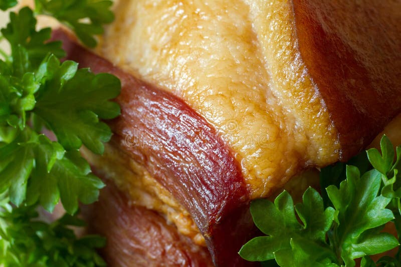 Smoked Lard, Bacon, Half a Piece, on a Wooden Dark Cutting Board Stock ...