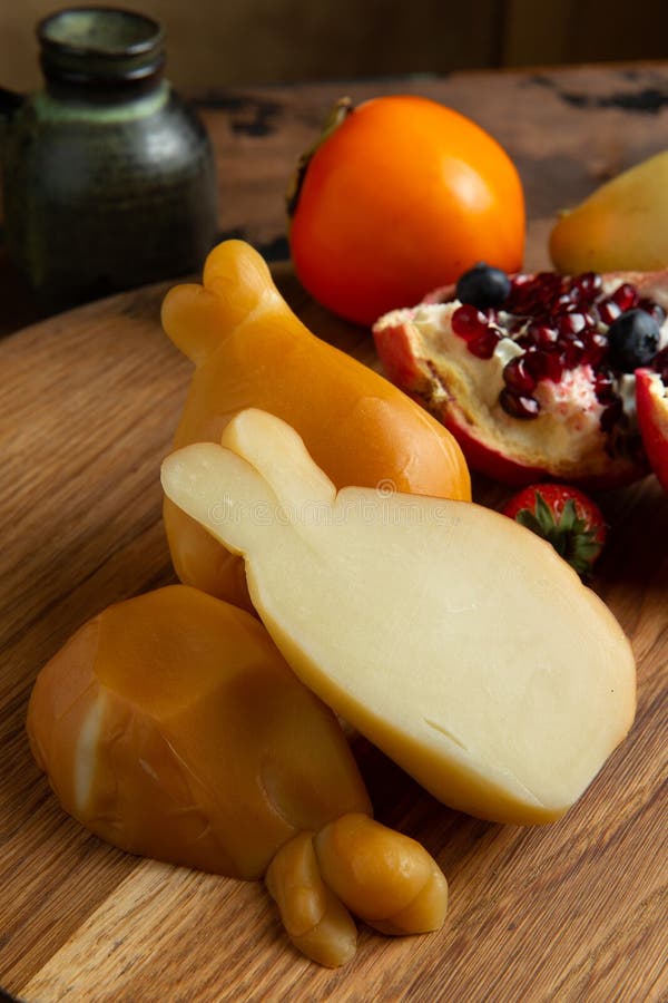 Smoked Mozzarella Cheese on a Wooden Table Stock Image - Image of italy ...