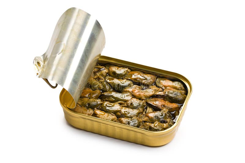 Smoked Mussels in Opened Tin Can Stock Image - Image of brown, open ...