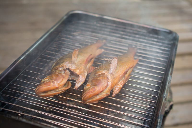 Set of Smoked Sea Perch Isolated on White Stock Photo - Image of dried ...
