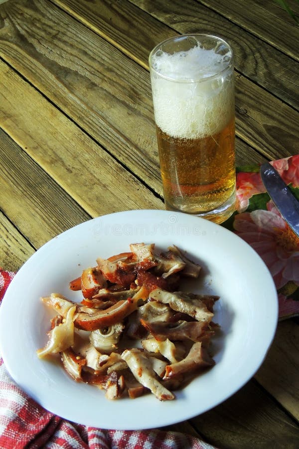 Smoked pig ears. Beer stock image. Image of cooking, marinated - 92135733