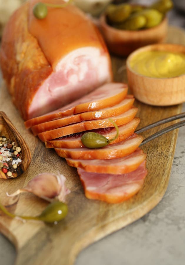 Smoked pork knuckle meat stock photo. Image of bone - 163988776