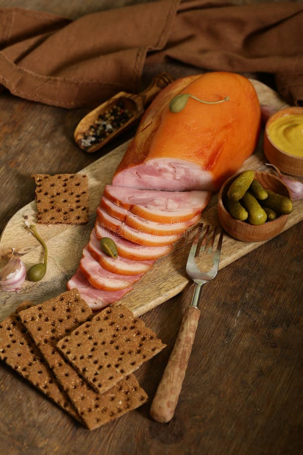 Smoked pork knuckle meat stock photo. Image of meal - 164799252