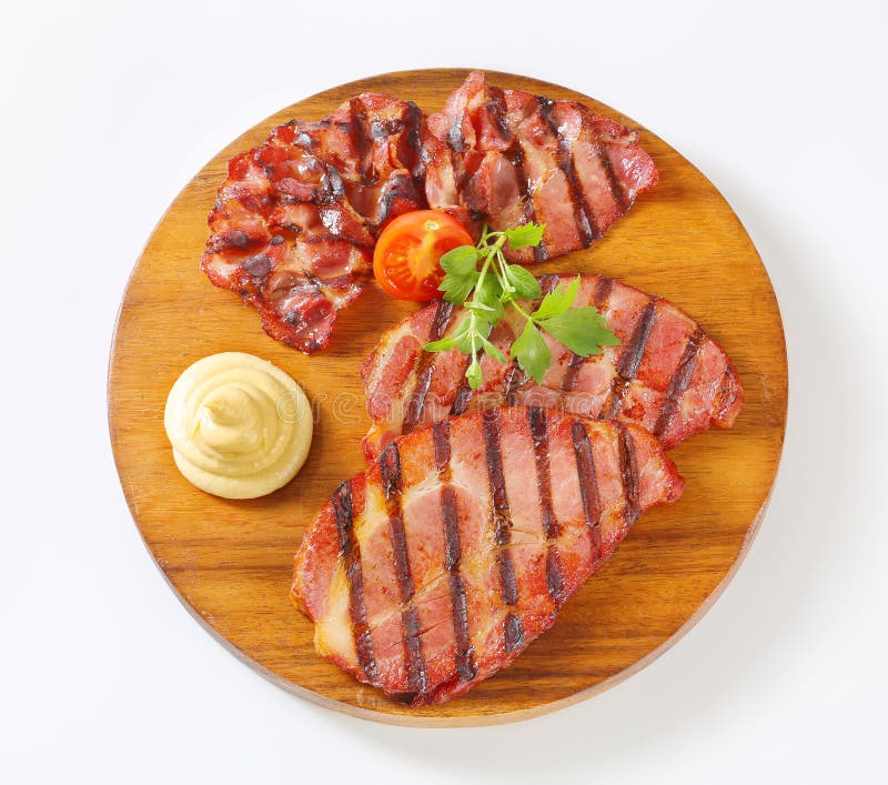 Smoked Pork Neck with Mustard Stock Photo - Image of food, sauce: 32472070