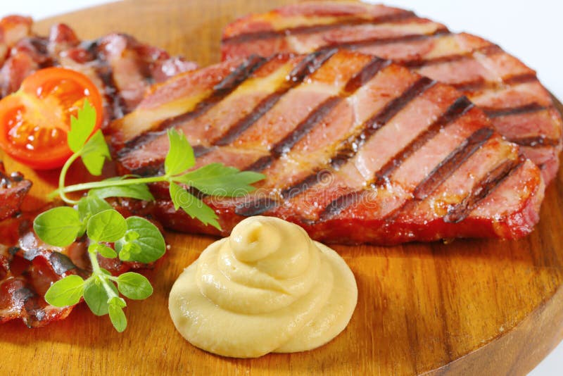 Smoked Pork Neck with Mustard Stock Image - Image of kitchen, cutting ...
