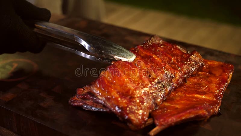 Smoked pork ribs. stock image. Image of baked, cuisine - 147515991