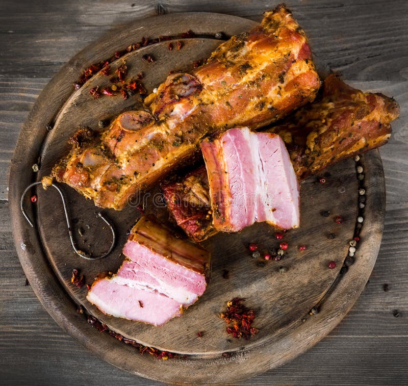 Smoked pork ribs stock photo. Image of background, cooked - 109242270