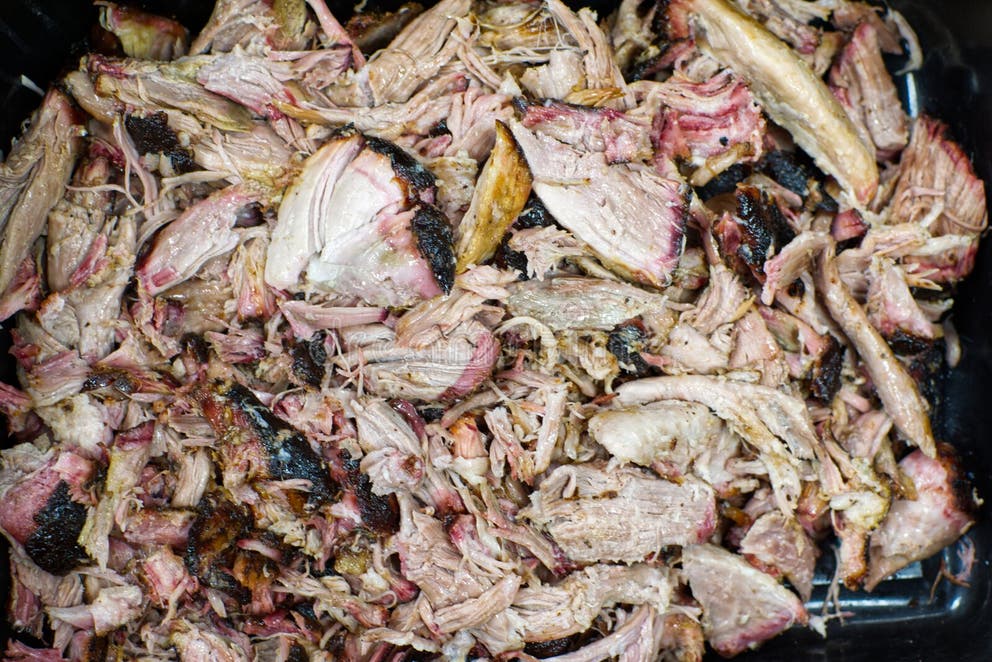 Big Ol Tub of Smoked Pull Pork Stock Photo - Image of board, recipe ...