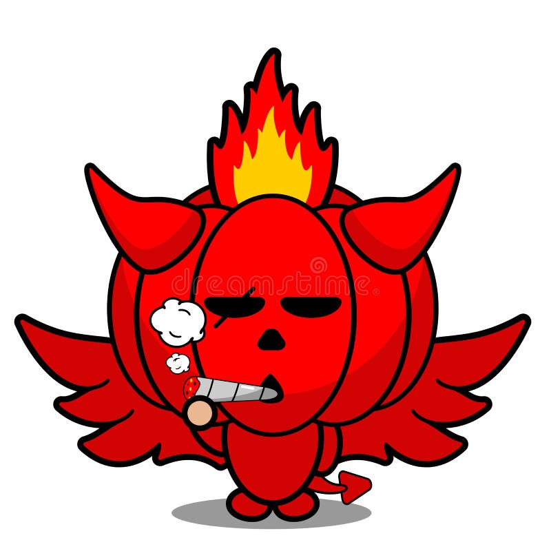 Smoked Red Devil Pumpkin Mascot Stock Vector - Illustration of cartoon ...