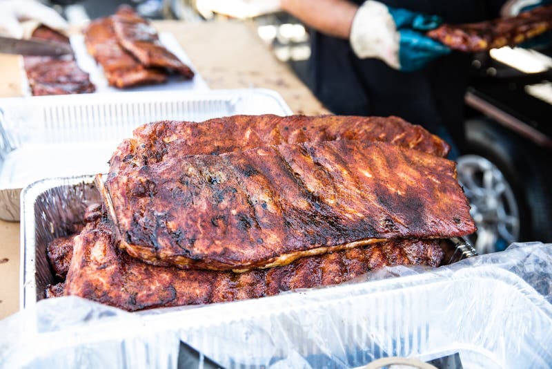 Smoked ribs stock photo. Image of dinner, pork, meat - 213189178