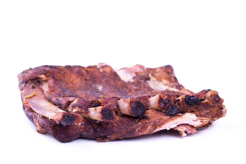 Smoked Ribs Side View Isolate Stock Image - Image of chopping, cooked ...