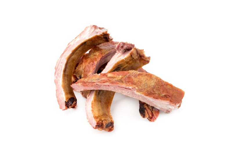 Smoked Ribs on a White Background. Stock Photo - Image of lunch, bones ...