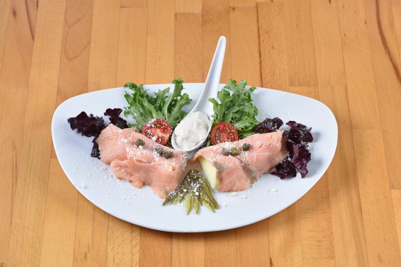 Smoked Salmon Fish with Melon Stock Image - Image of delicious, food ...