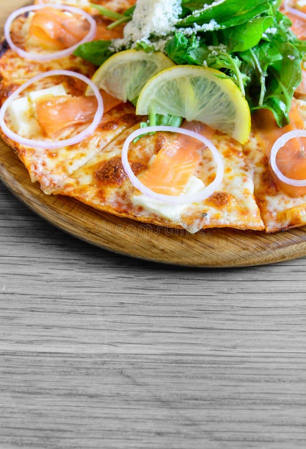 Smoked salmon pizza stock image. Image of pizza, tasty - 52696101