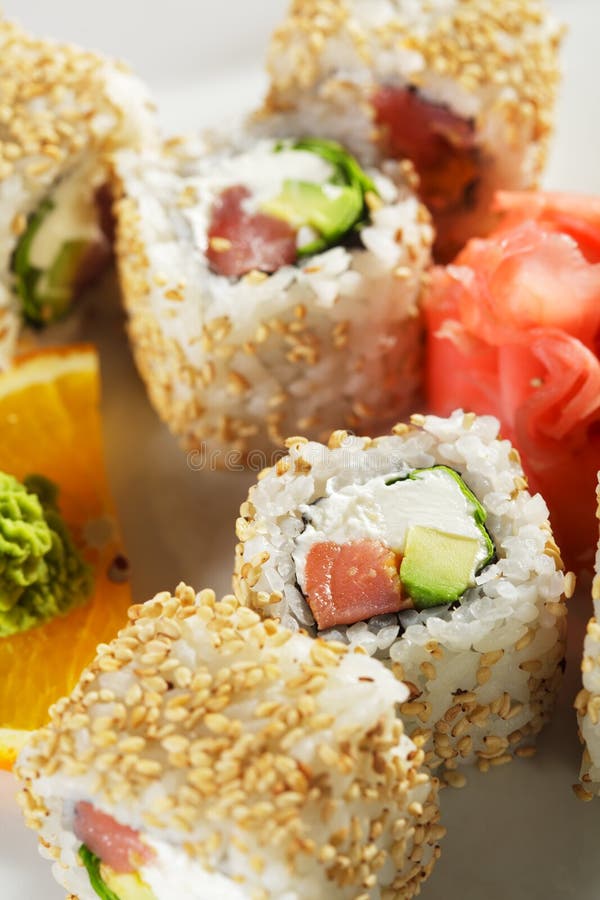 Smoked Salmon Roll stock image. Image of closeup, cheese - 11611609