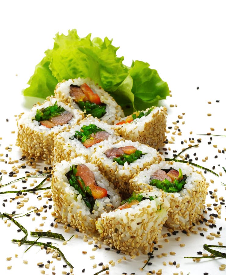 Smoked Salmon Roll stock image. Image of maki, dinner - 11737061