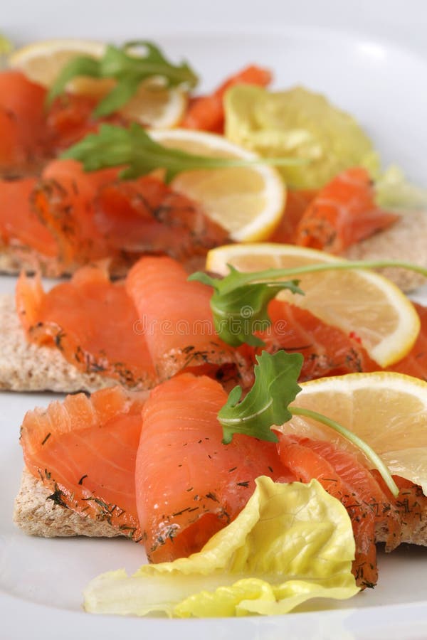 Canapes with smoked salmon stock image. Image of healthy - 38437827