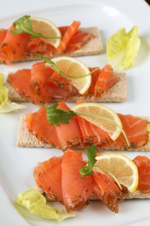 Smoked salmon snacks stock image. Image of smoked, plate - 17333115