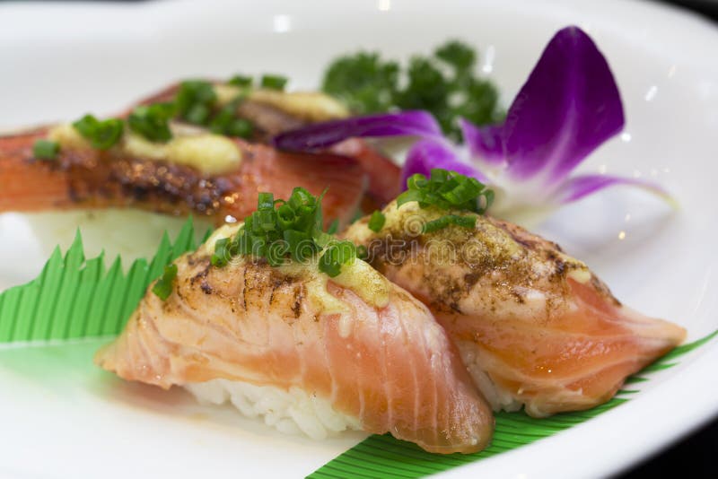 Smoked salmon sushi stock photo. Image of fish, japanese - 28844796