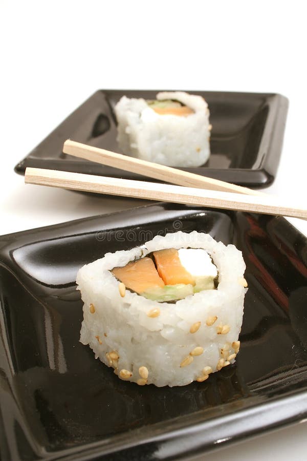 Smoked Salmon Sushi Vertical Stock Image - Image of gourmet, restaurant ...