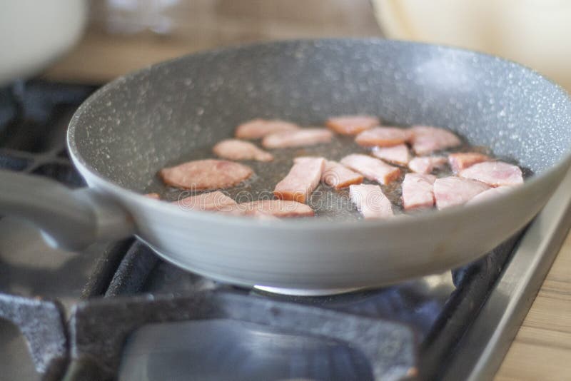 Smoked Sausage Fried in a Pan Stock Photo - Image of pan2, black: 138284446