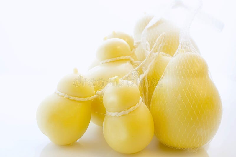 Smoked Scamorza Cheese stock photo. Image of group, tied - 16052384