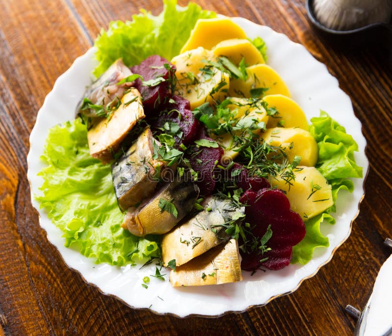 Smoked Scomber with Vegetable Garnish Stock Image - Image of diet ...