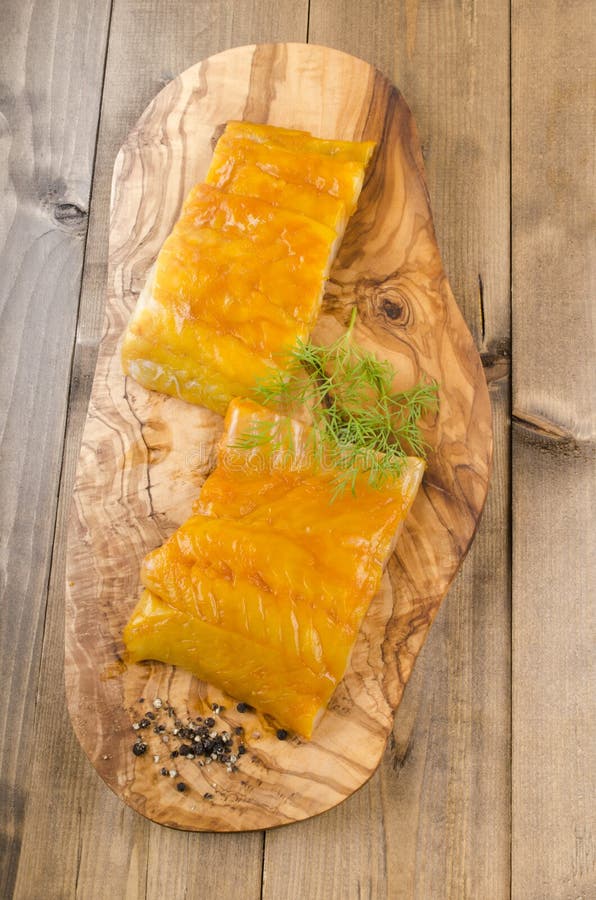 Smoked Scottish Haddock with Dill on a Wooden Board Stock Image - Image ...