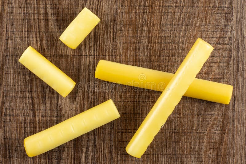 Smoked Slovak String Cheese Stick on Brown Wood Stock Image - Image of ...