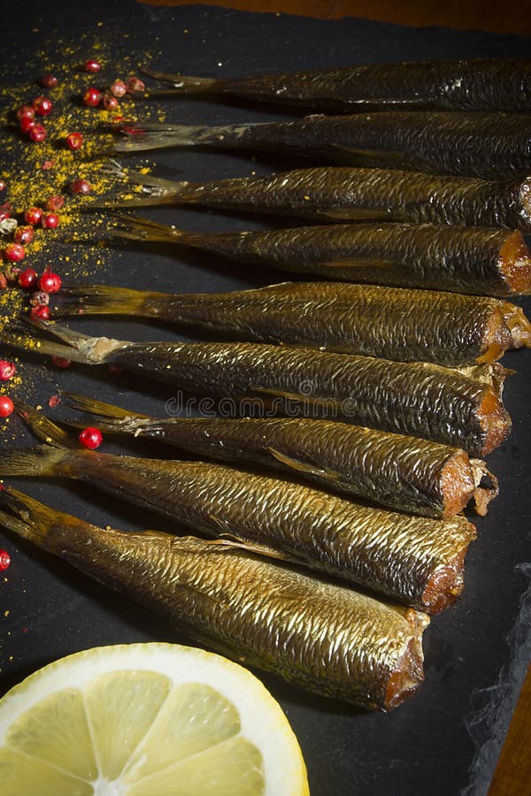 Smoked small fish stock photo. Image of flat, omega - 182534616