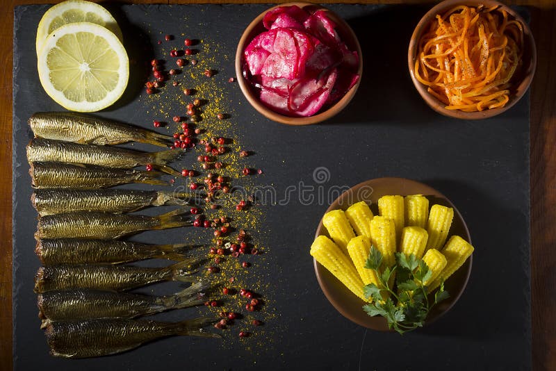 Smoked small fish stock image. Image of dark, mackerel - 176094971