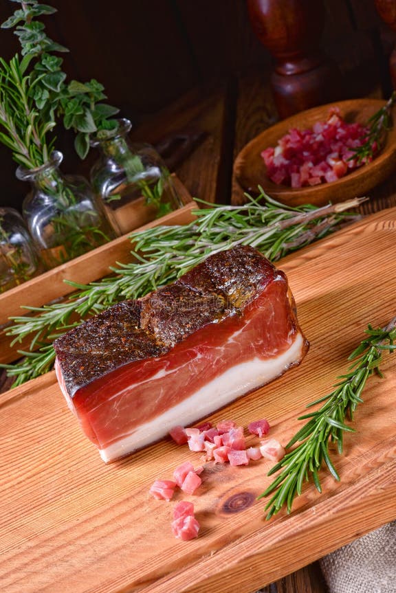 Smoked South Tyrolean Bacon Stock Image - Image of board, pork: 111471389