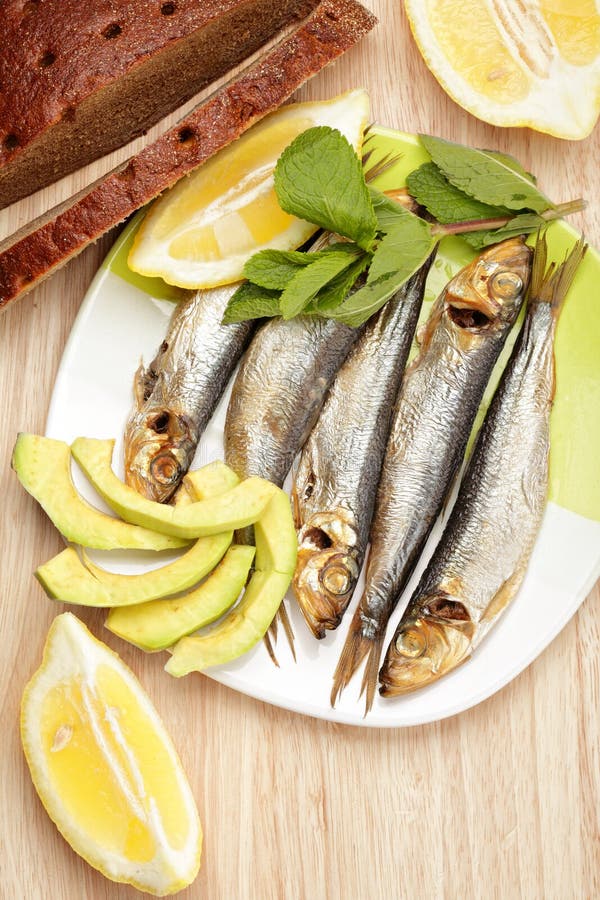 Smoked Sprat Fish with Bread Stock Image - Image of delicious, lunch ...