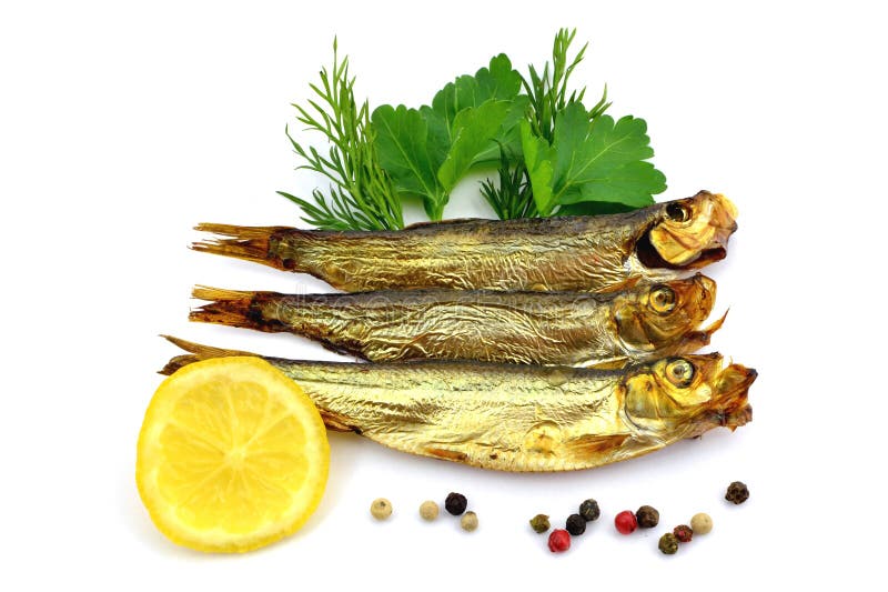 Smoked sprat stock photo. Image of lemon, parsley, meat - 312385544