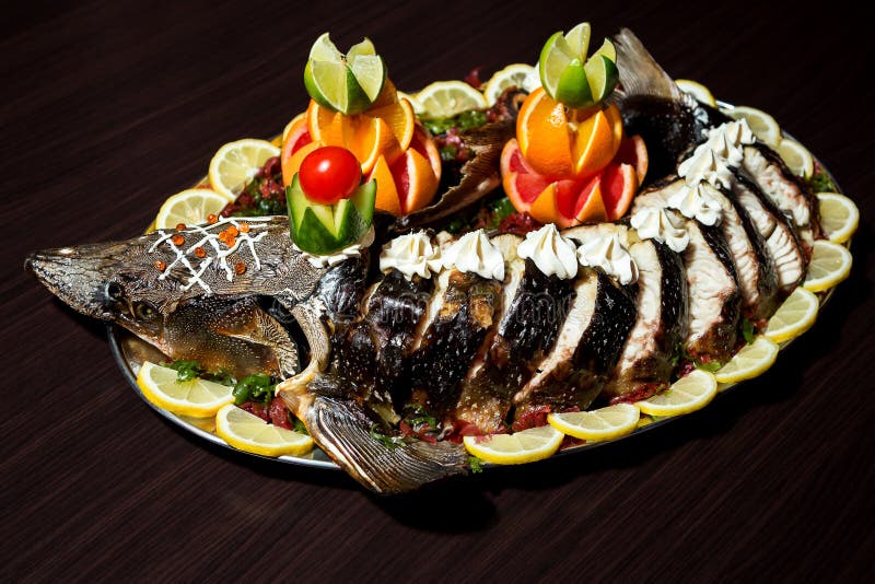 Smoked sturgeon fish stock image. Image of steak, portion - 11901051