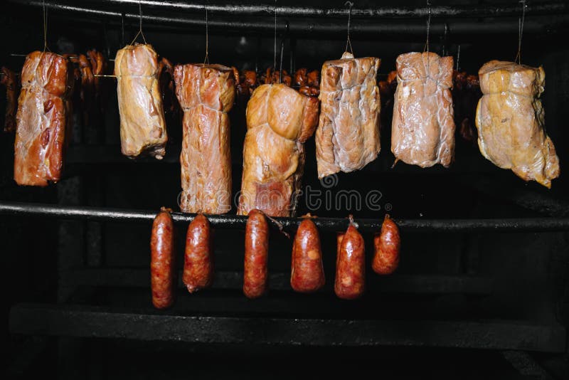 Smoked Traditional Smoked Meat. a Composition of Smoked Cold Cuts on a ...
