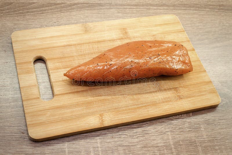 Smoked Turkey Meat On Wooden Chopping Board Stock Image Image Of