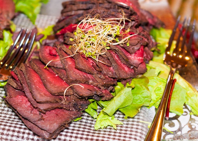 Grilled whale steak stock photo. Image of plate, tomato - 27816650