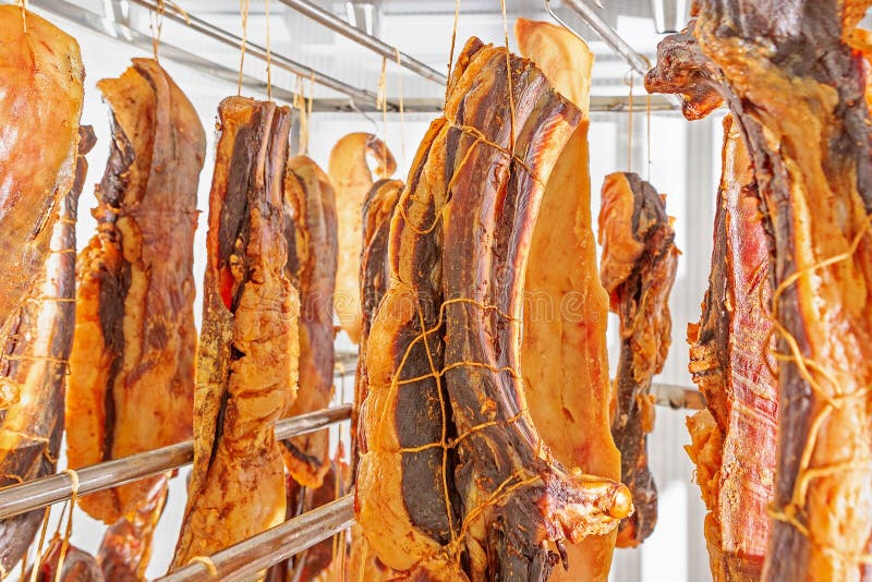 Meat is Dried and Out on Shelves Stock Photo - Image of production ...