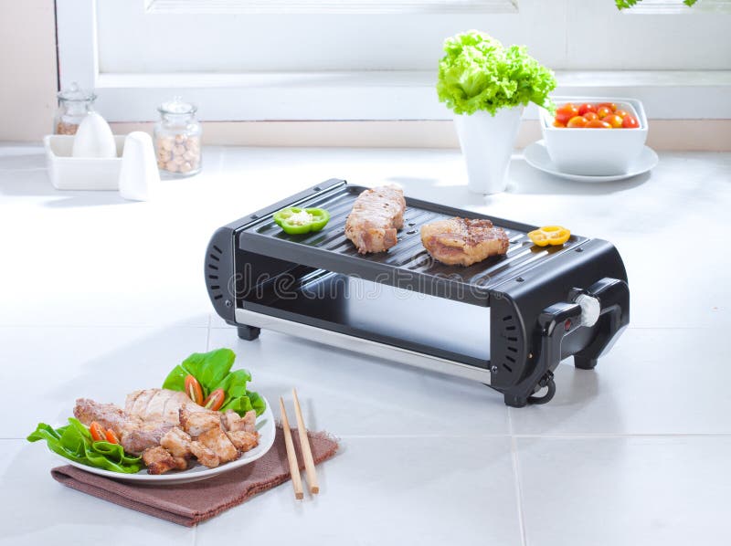 Smokeless Steak or Barbecue Stove Stock Photo - Image of barbecue, beef ...