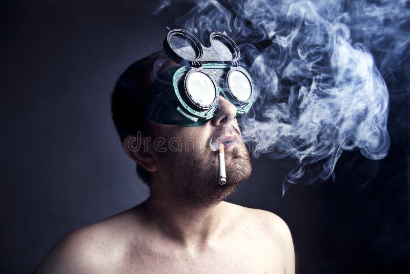 Smoker Man stock image. Image of glass, funny, away, smoke - 48683311