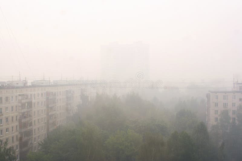 Smog over Moscow Street editorial image. Image of calamity - 15517920