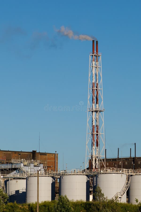 Smokestack Billowing from a Small Plant Stock Image - Image of ...